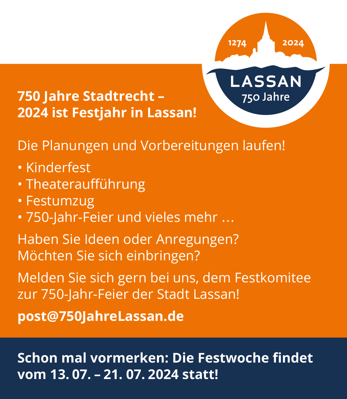 750 Jahre Stadt Lassan - Wir feiern Jubiläum